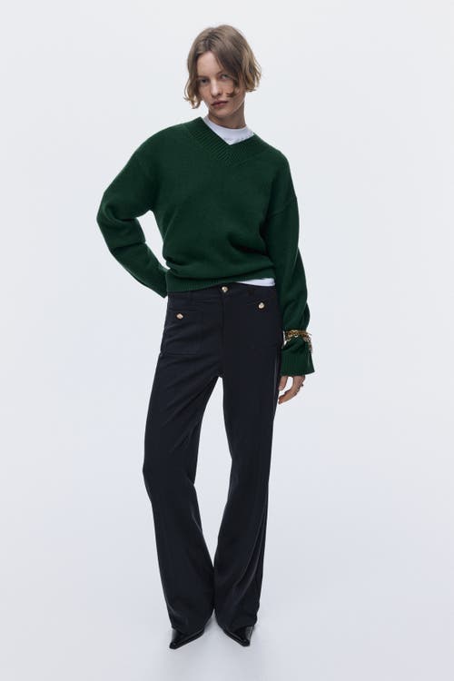 H&M Flared Twill Trousers with High Waist